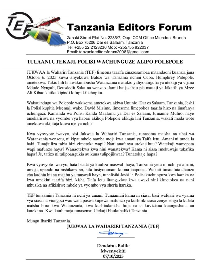 TEF YALAANI UTEKAJI, YALITAKA JESHI LA POLISI WACHUNGUZE ALIPO POLEPOLE ...